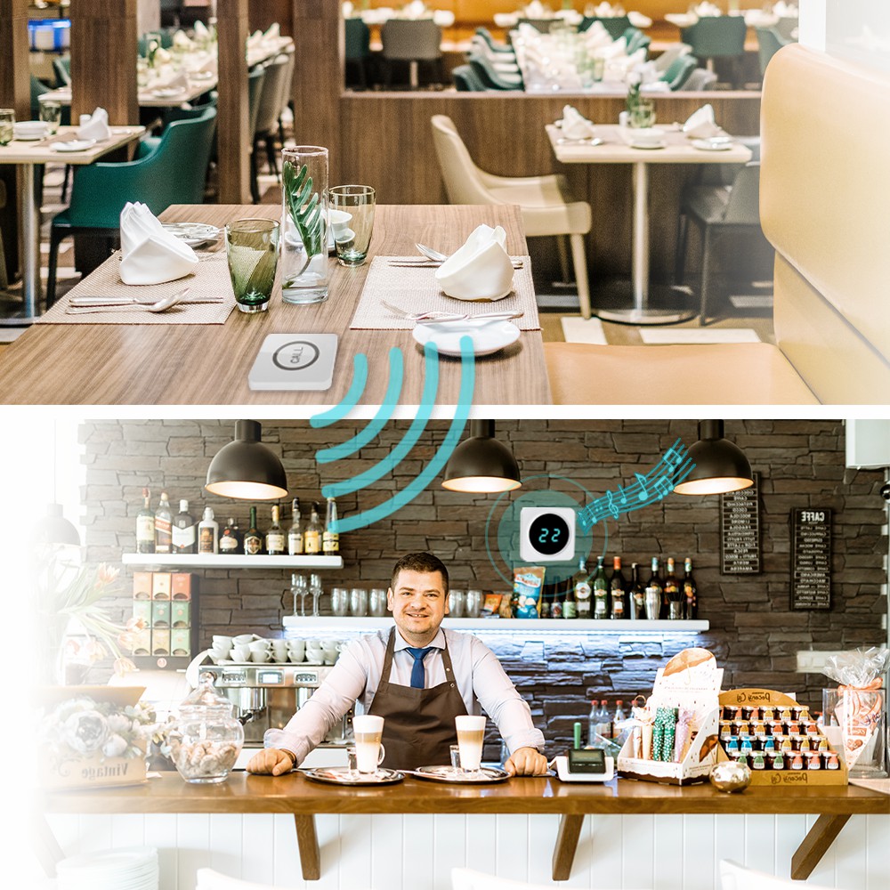 ALIBELL Restaurant Buzzer System Kitchen Waiter Calling System 2 LED ...